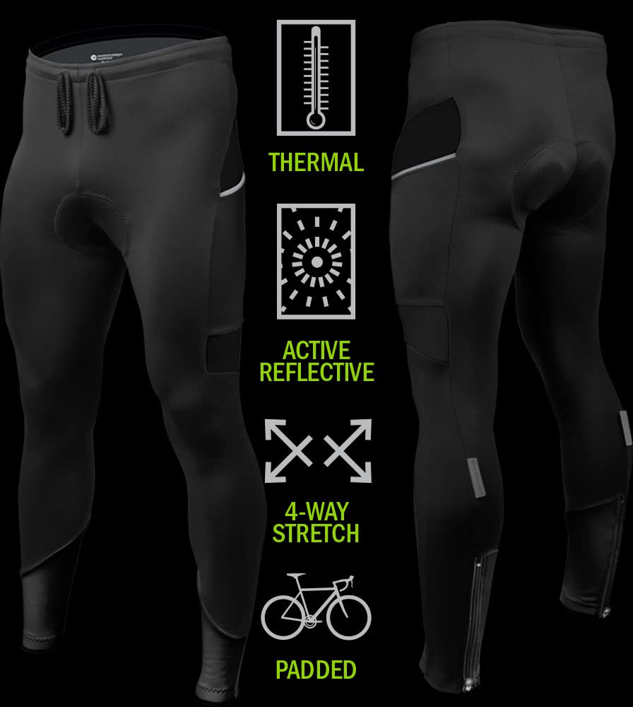 AERO|TECH|DESIGNS | Men's All Day Padded Cycling Tights | Black Accents | Tall Fit | Medium