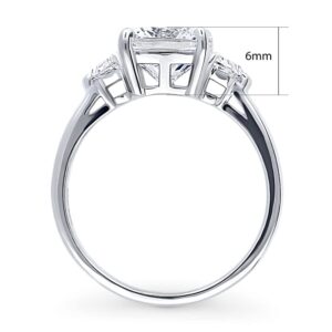 BERRICLE Sterling Silver 3-Stone Wedding Engagement Rings Cushion Cut Cubic Zirconia CZ Ring for Women, Rhodium Plated Size 9