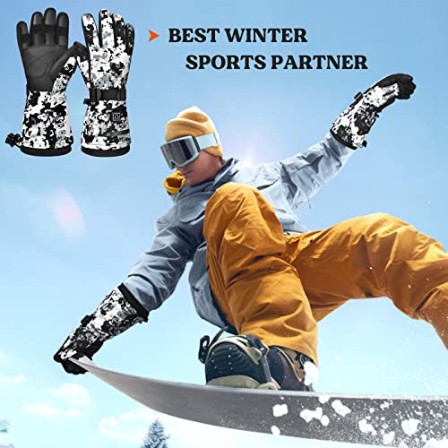 MADETEC Heated Gloves for Men Women, Winter Gloves Upgraded Rechargeable Battery, Waterproof & Double Windproof Electric Heated Gloves, Heated Camo Gloves for Ski Hunting Motorcycle Riding