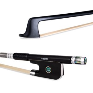 viotti carbon fiber viola bow, hand crafted by professional bow makers, strong, stiff & well balanced, made with mongolian horse hair, for violist of all skill levels (pearl)