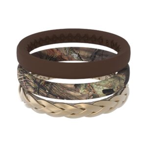 groove life mossy oak stackable breakup country silicone ring - breathable rubber wedding rings for women, lifetime coverage, unique design, comfort fit ring - size 6