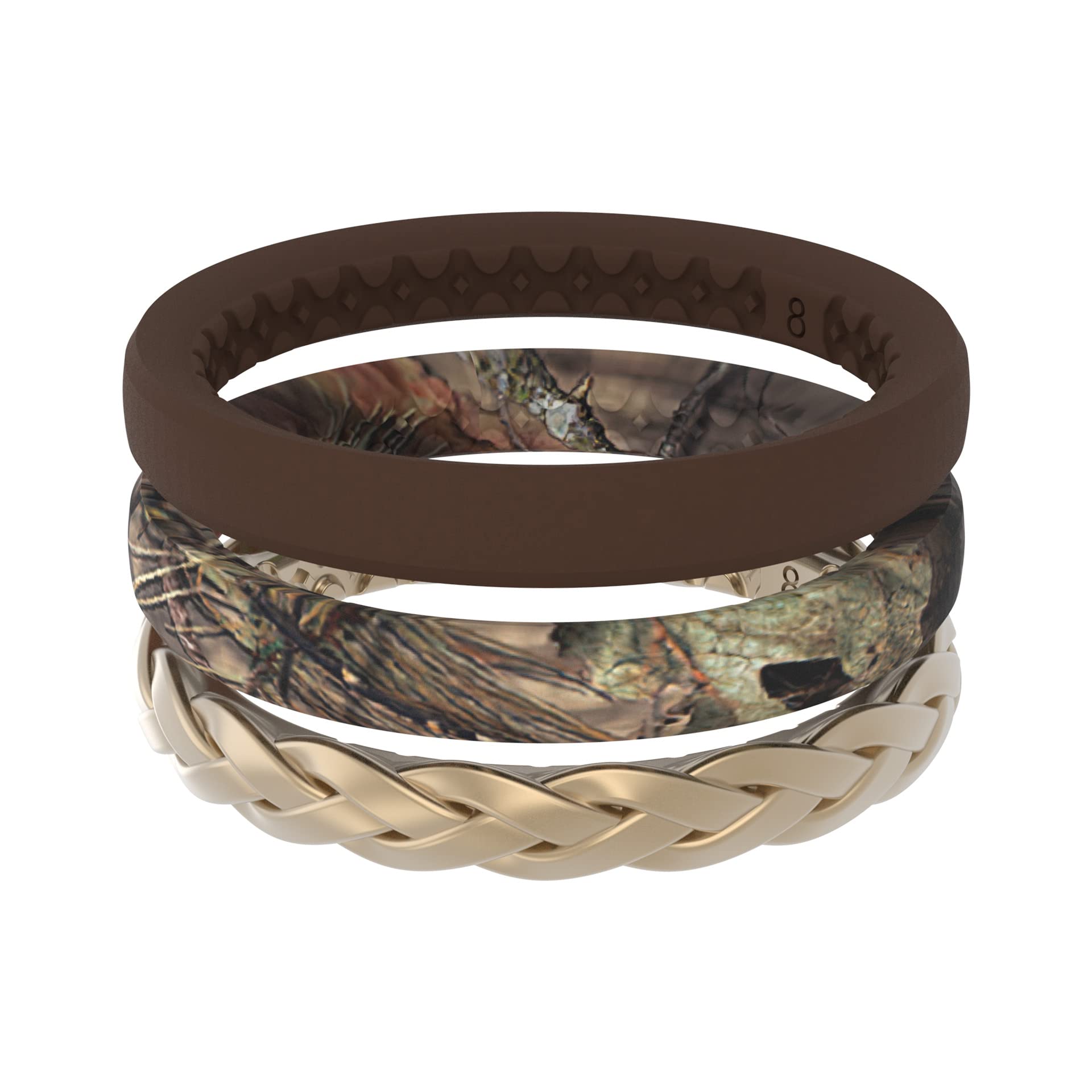 Groove Life Mossy Oak Stackable Breakup Country Silicone Ring - Breathable Rubber Wedding Rings for Women, Lifetime Coverage, Unique Design, Comfort Fit Ring - Size 6