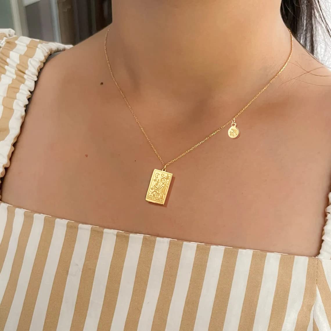 Aries Necklace for Women Zodiac Necklace Tarot Card Necklace Stainless Steel Gold Necklace Constellation Necklace Zodiac Sign Necklaces Dainty Trendy Jewelry Gift