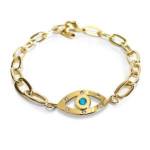 evil eye chain bracelets for women 18k gold plated or silver plated, cz, jewelry gift for her (cz evil eye - gold)