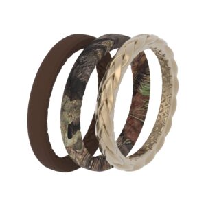 Groove Life Mossy Oak Stackable Breakup Country Silicone Ring - Breathable Rubber Wedding Rings for Women, Lifetime Coverage, Unique Design, Comfort Fit Ring - Size 6