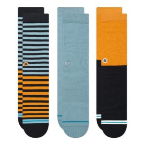 stance barnacle 3 pack crew socks (large, multi)