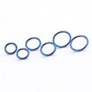 BOGKU 6pcs G23 Titanium Septum Rings 16G Diameter 6mm/8mm/10mm Hinged Nose Ring Hoops for Women Men Cartilage Hoop Earrings Body Piercing Rings Blue Lip Rings