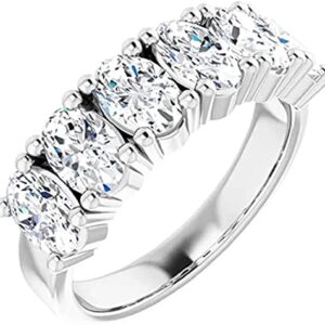 Moissanite World Touch of Paradise Bold Eternity Wedding Band,Oval Cut 6.00CT,VVS1 Clarity, Colorless Moissanite, 925 Sterling Silver, Engagement Ring, Wedding Gift, Perfact for Gift (6.5)