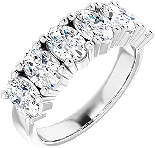 Moissanite World Touch of Paradise Bold Eternity Wedding Band,Oval Cut 6.00CT,VVS1 Clarity, Colorless Moissanite, 925 Sterling Silver, Engagement Ring, Wedding Gift, Perfact for Gift (6.5)