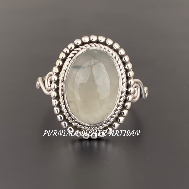 925 Silver Handmade Prehnite Dainty Ring For Women And Girls Unique Jewelry Designer Ring Gift Her BY PURNIMA SILVER ARTISAN (12 1/2 US)