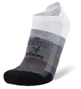 balega recycled hidden comfort performance no show athletic running socks for men and women (1 pair), white/asphalt - x-large (1 pair)