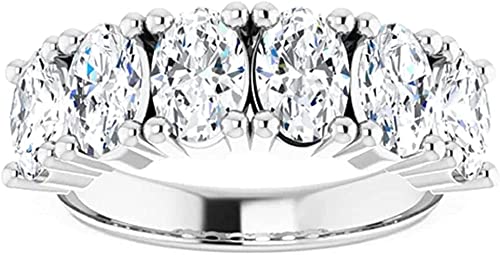 Moissanite World Touch of Paradise Bold Eternity Wedding Band,Oval Cut 6.00CT,VVS1 Clarity, Colorless Moissanite, 925 Sterling Silver, Engagement Ring, Wedding Gift, Perfact for Gift (6.5)