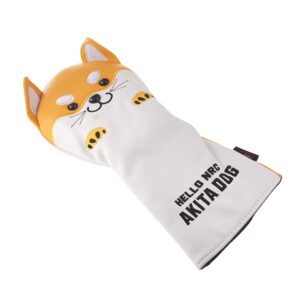 coolsky golf head cover cute akita dog animal cartoon pattern for driver synthetic leather pu headcovers yellow