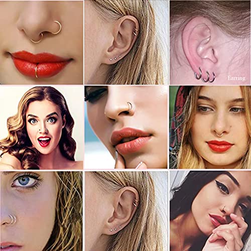 BOGKU 6pcs G23 Titanium Septum Rings 16G Diameter 6mm/8mm/10mm Hinged Nose Ring Hoops for Women Men Cartilage Hoop Earrings Body Piercing Rings Blue Lip Rings