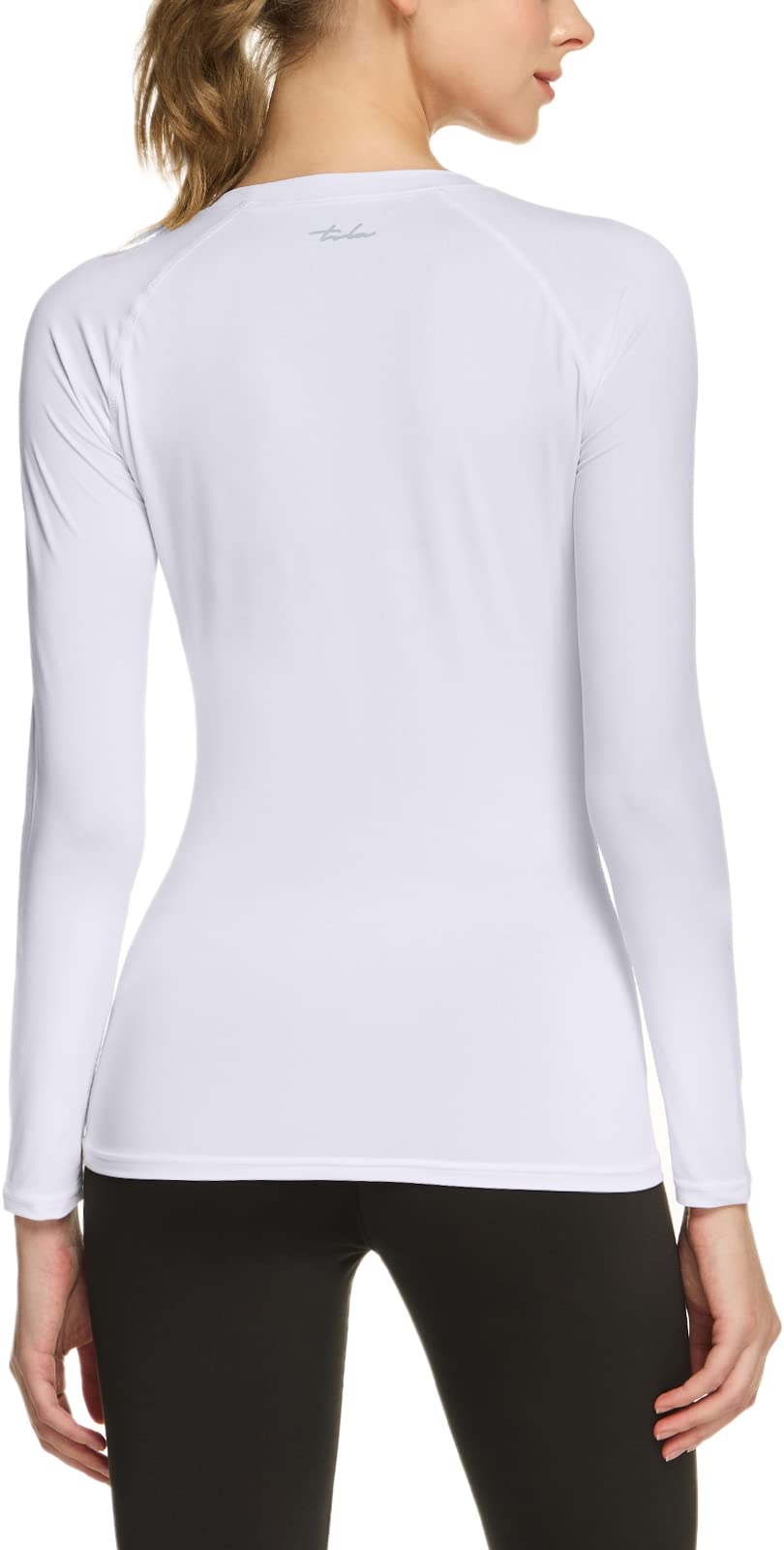 TSLA Women's Sports Compression Shirt, Cool Dry Fit Long Sleeve Workout Tops, Athletic Exercise Gym Yoga Shirts, 3pack White/White/White, Medium