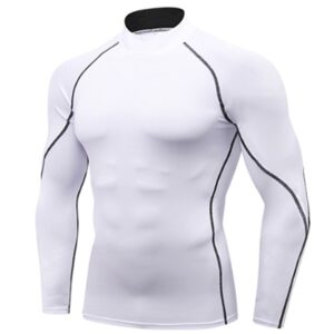 spvise white compression shirt men long sleeve workout gym top rash guard athletic undershirt gear t shirt for sport cool dry