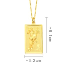 CHOW SANG SANG 999.9 24K Solid Gold Price-by-Weight Gold Horse Gold Bullion Bar Pendant for Women and Men 12672P | [Not Include the Necklace] (Approx. 0.55tael (~20.58g))