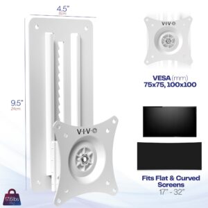 VIVO Height Adjustable 17 to 32 inch Single Monitor Articulating Wall Mount for Standing Workstations, Fits 1 Screen with Max VESA 100x100mm, White, MOUNT-VW01AW