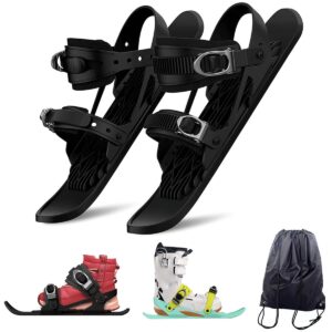 mini short ski skates for snow, keyushop kid adult adjustable shortest snowskates snow blades skiboards skis for winter shoes, attach to skis boots or snowboard boots, for winter skiing equipment