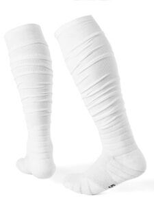 qees football socks,white soccer socks,scrunch socks football,long football gear athletic socks for adults men women.football accessories .large