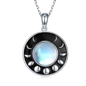 sczklaq moon phase necklace for women 925 sterling silver moon necklace moonstone moon jewelry gifts for women