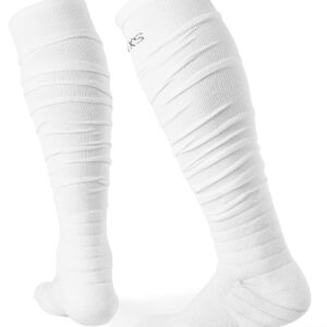 Yxmeiguo Scrunch Football Socks Extra Long Football Padded Sports Athletic Socks for Men Women with Ankle Support Football Accessories, White