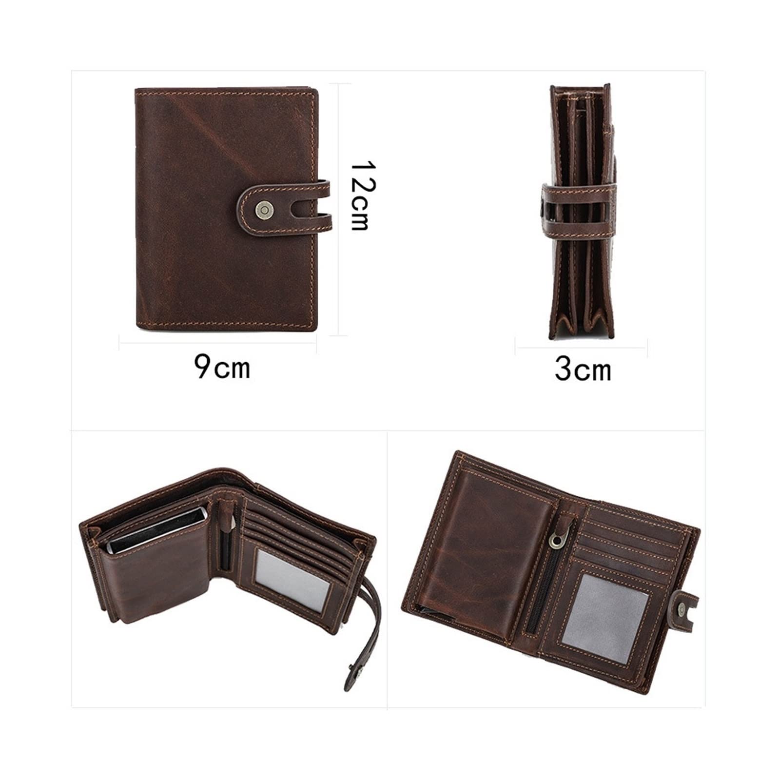 SPYBY Men's Money Organizers Money Clips Wallets RFID Blocking Genuine Leather Business Card Cases (Color : Brown)