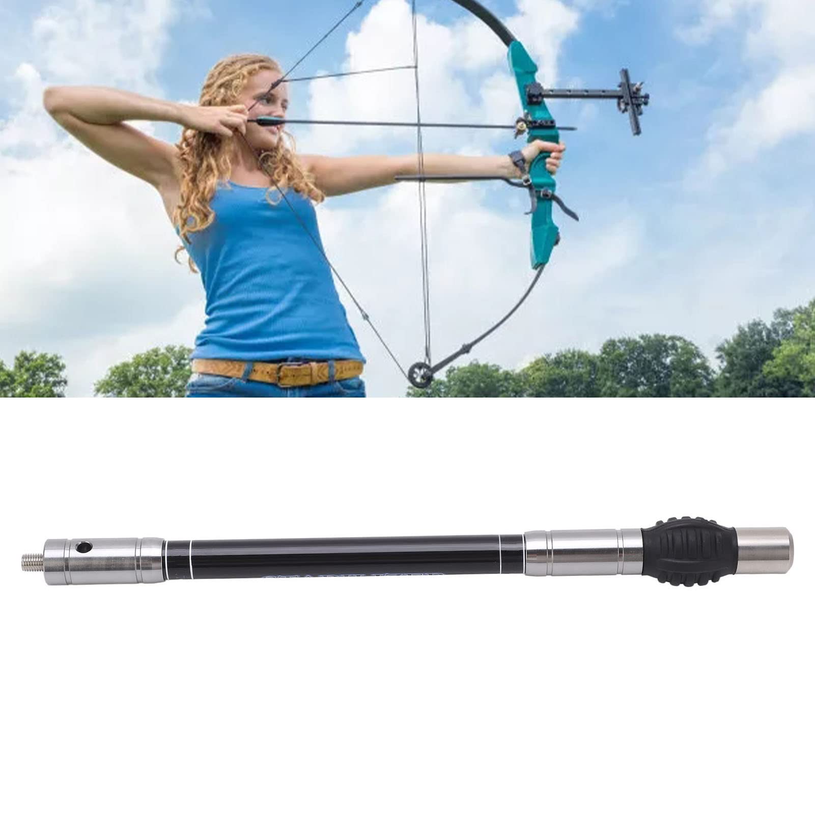 Dilwe Archery Stabilizer,10in Archery Balance Bar Bow Stabilizer Rod,Recurve Compound Bow Damping Accessory