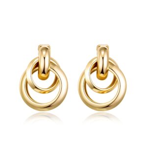 aolimi gold large knot clip on earrings statement drop clip earrings for women no pierced