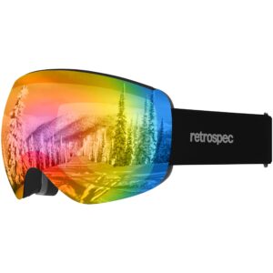 retrospec traverse plus ski goggles for men and women uv protection, magnetic interchangeable lens, anti-fog, scratch resistant snow goggles for skiing and snowboarding