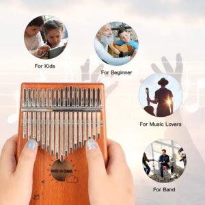 Kalimba 17 Keys Thumb Piano with Protective Box, Tuning Hammer and English Study Instruction. Portable Mbira Wood Finger Piano, Gifts for Kids and Adults Music Lovers