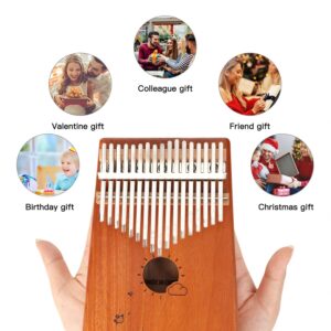 Kalimba 17 Keys Thumb Piano with Protective Box, Tuning Hammer and English Study Instruction. Portable Mbira Wood Finger Piano, Gifts for Kids and Adults Music Lovers