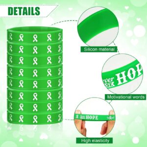 Sosation 48 Pcs Mental Health Awareness Bracelet Gifts Green Mental Faith Courage Hope Silicone Motivational Bracelets for Men Women