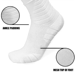 Yxmeiguo Scrunch Football Socks Extra Long Football Padded Sports Athletic Socks for Men Women with Ankle Support Football Accessories, White