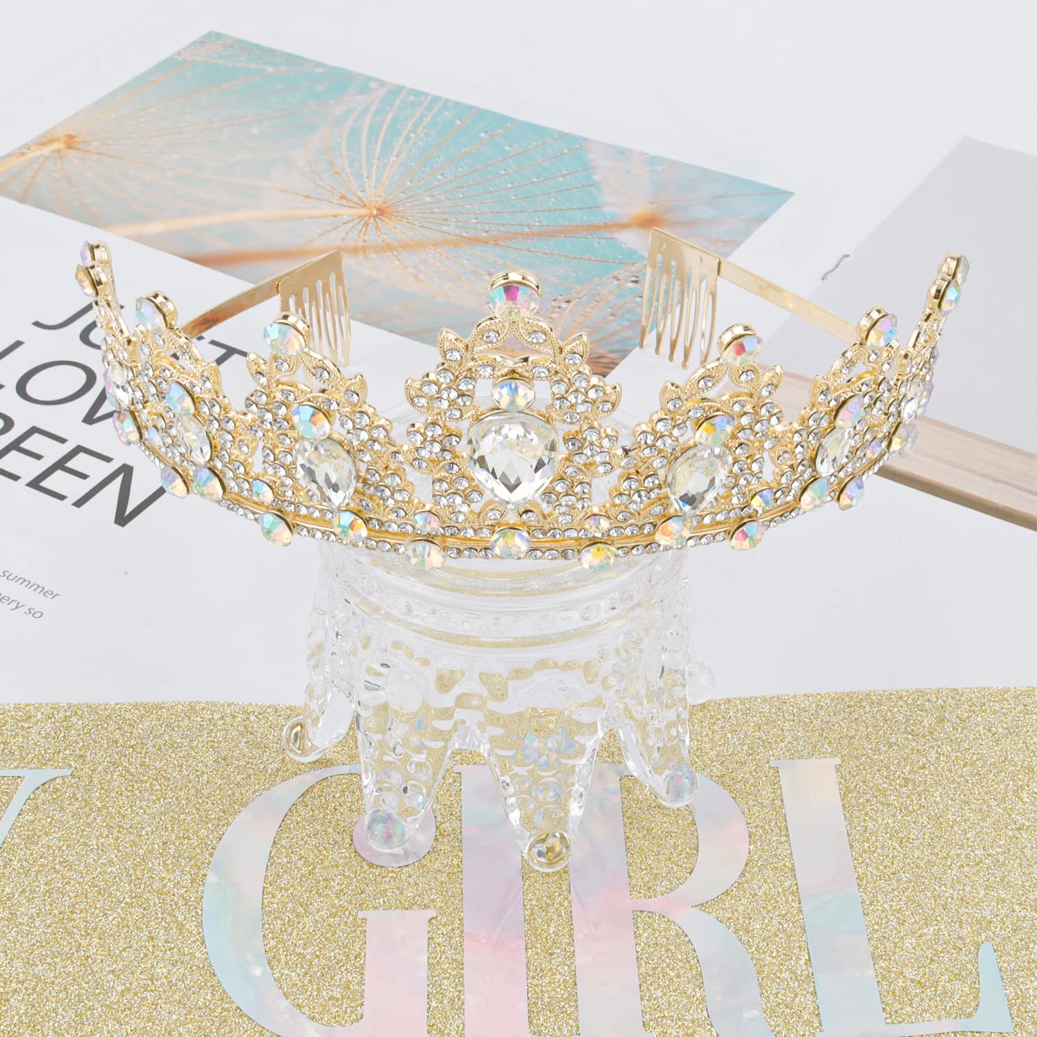 Didder Gold Birthday Girl Sash & Crystal Crown Set, Birthday Crown Birthday Tiara for Women Birthday Crowns for Women Girls Birthday Sash and Tiara for Women Happy Birthday Gift