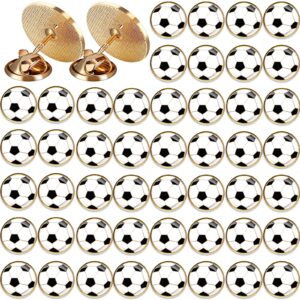 soccer lapel pin soccer sports lover pins soccer ball cartoon round metal pins football hat shirt pin tie tack pinback men women brooches sports accessories charm decoration (48 pcs)