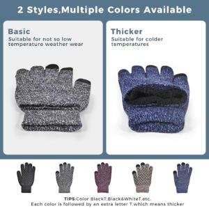 Fycert Winter Gloves Touchscreen Knit Glove Set for Men Women Boys Girls,Warm Thermal Mittens for Cycling Running Skiing,Fashion Warm for Fall Winter Cold Weather