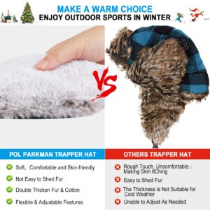 POL PARKMAN Winter Trapper Hat for Men Women, Russian Ushanka Aviator Warm Cold Trooper Hat for Skiing Hunting Black