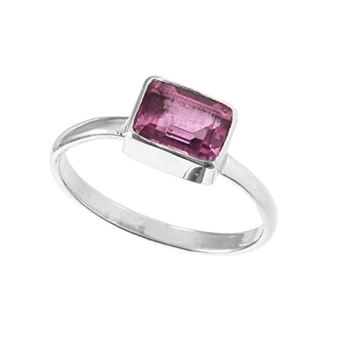 Pink Sapphire Gemstone ring Minimalist Sterling silver Fashion ring Sapphire stone Silver jewelry (9)