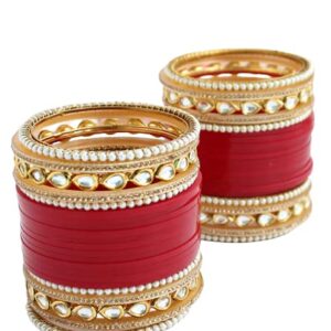 Red Designer Chooda Bangles Bridal/Chooda Bridal Punjabi Chura Women Jewellery Dulhan Choora Set/Bangle Set Chuda Indian Wedding Chura Wear Fashion Jewelry for Women (Red, 2.6)