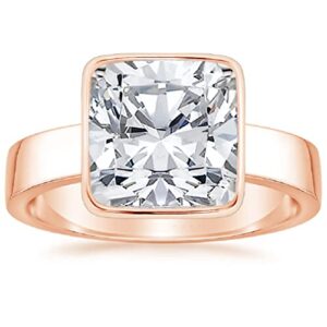 3.0 ct cushion colorless moissanite engagement ring, wedding bridal ring, eternity solid 10k rose gold diamond solitaire bezel-setting anniversary promises gifts for her (6)