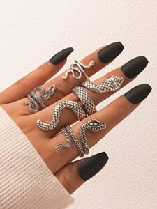 fdsufdy rings for women 4pcs snake design ring (color : antique silver, size : one-size)