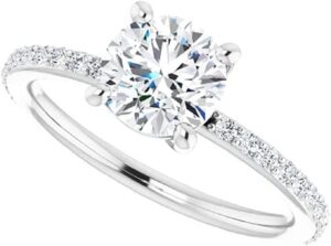 moissanite gems round moissanite engagement ring 1 ct vvs clarity 925 sterling silver wedding moissanite diamond solitaire bridal ring for her promise ring (4.5)