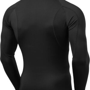 TSLA Men's UPF 50+ Mock Long Sleeve Compression Shirts, Athletic Workout Shirt, Base Layer for Water Sports, Athletic Mockneck Black, Small