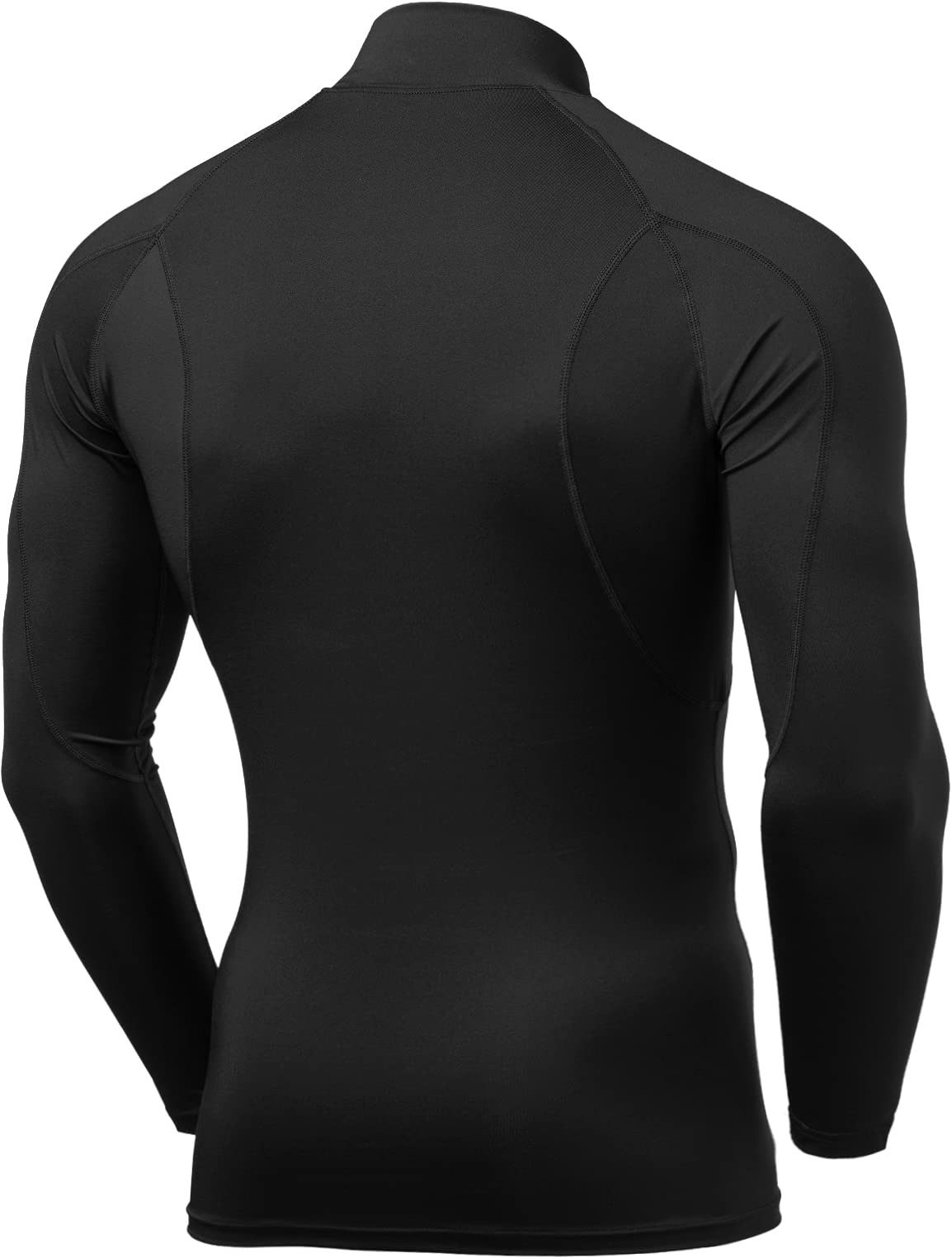 TSLA Men's UPF 50+ Mock Long Sleeve Compression Shirts, Athletic Workout Shirt, Base Layer for Water Sports, Athletic Mockneck Black, Small