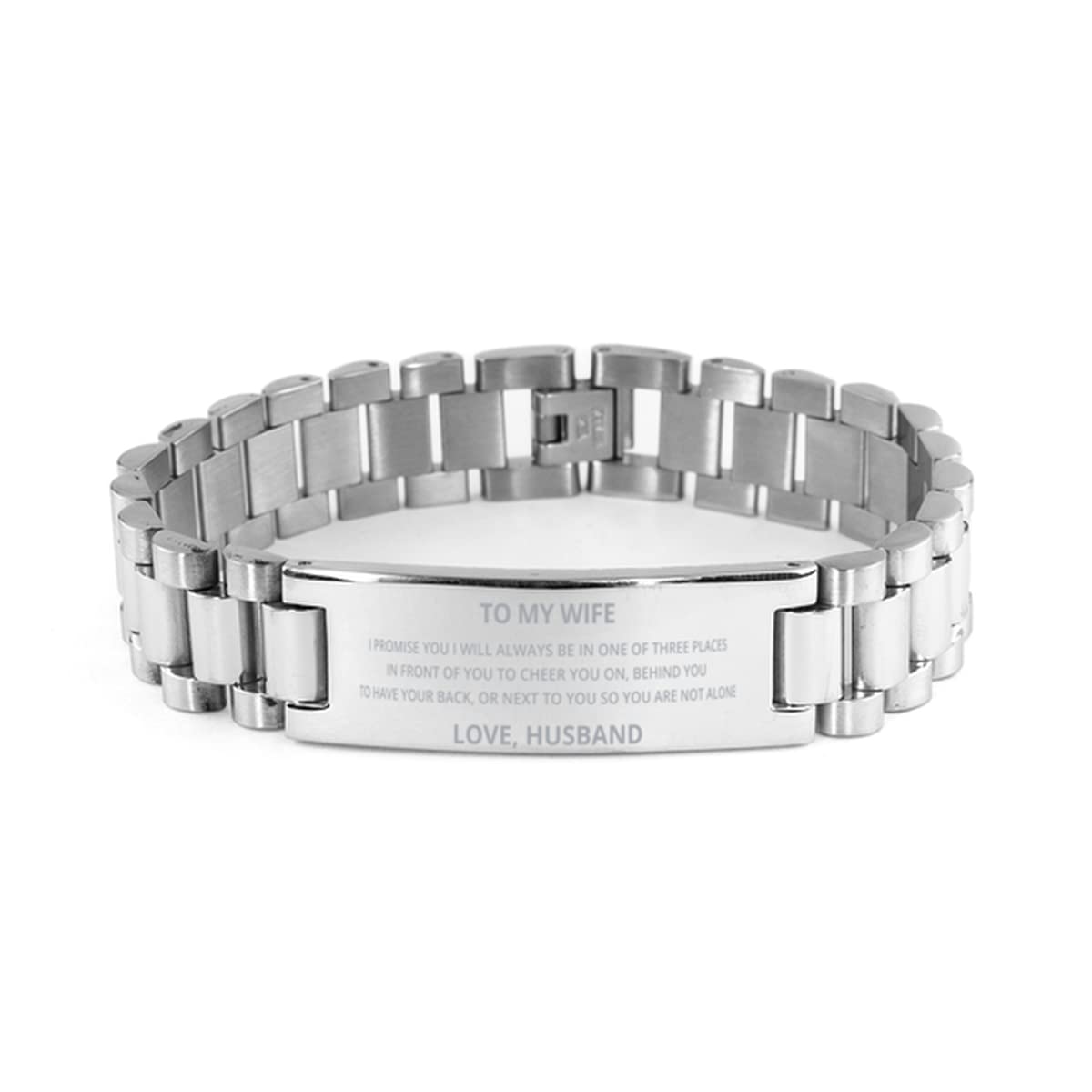 To My Wife Ladder Stainless Steel Bracelet Gifts From Husband - I Promise You I Will Always Be in One of Three Places - Inspirational Engagement Valentines Day Christmas Birthday Gifts For Women