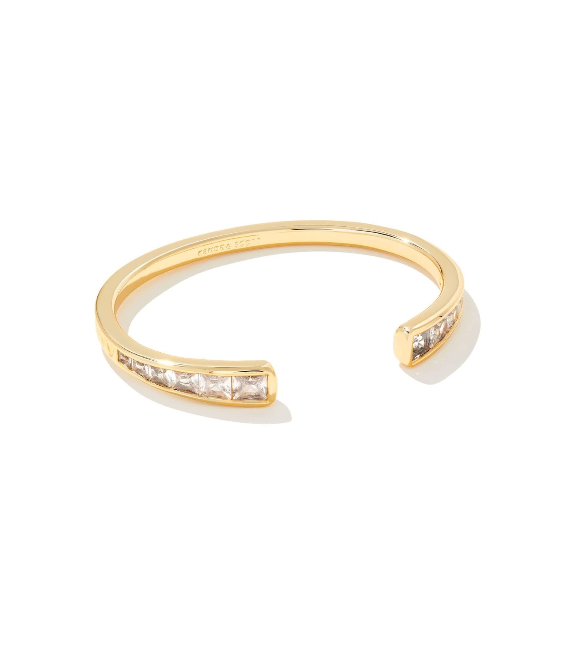 Kendra Scott Parker Cuff Bracelet Gold White Crystal One Size