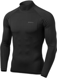 tsla men's upf 50+ mock long sleeve compression shirts, athletic workout shirt, base layer for water sports, athletic mockneck black, small