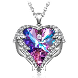 kate lynn angel wings heart necklaces for women crystal jewelry for women, christmas gifts birthday gifts for women anniversary jewelry gifts for her, necklace for girlfriend wife daughter mom