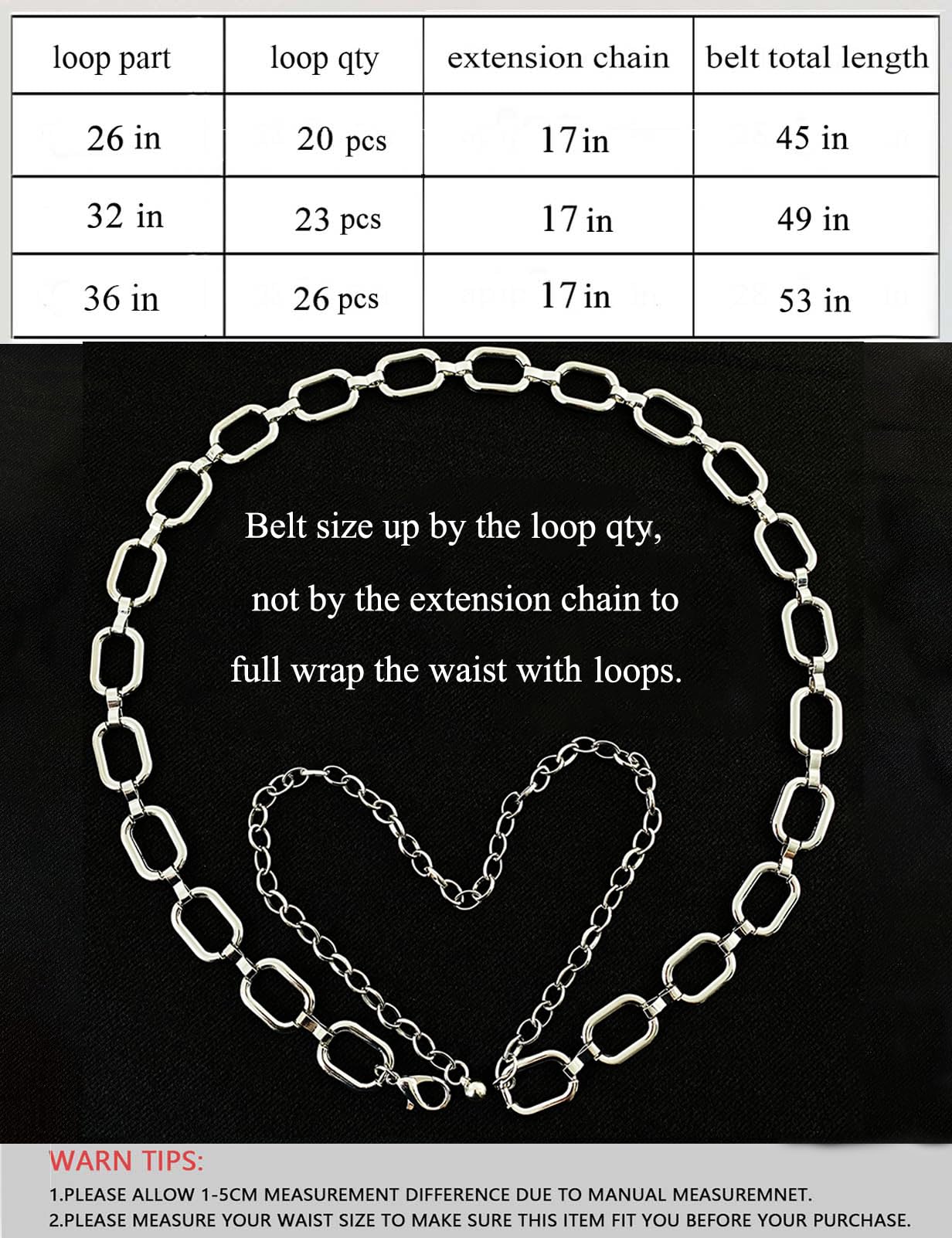 TOPACC Silver Chain Belts for Women Thick Metal Y2k Belt Circle Chains Belt for Dresses Jeans Skirt Girls Fashion